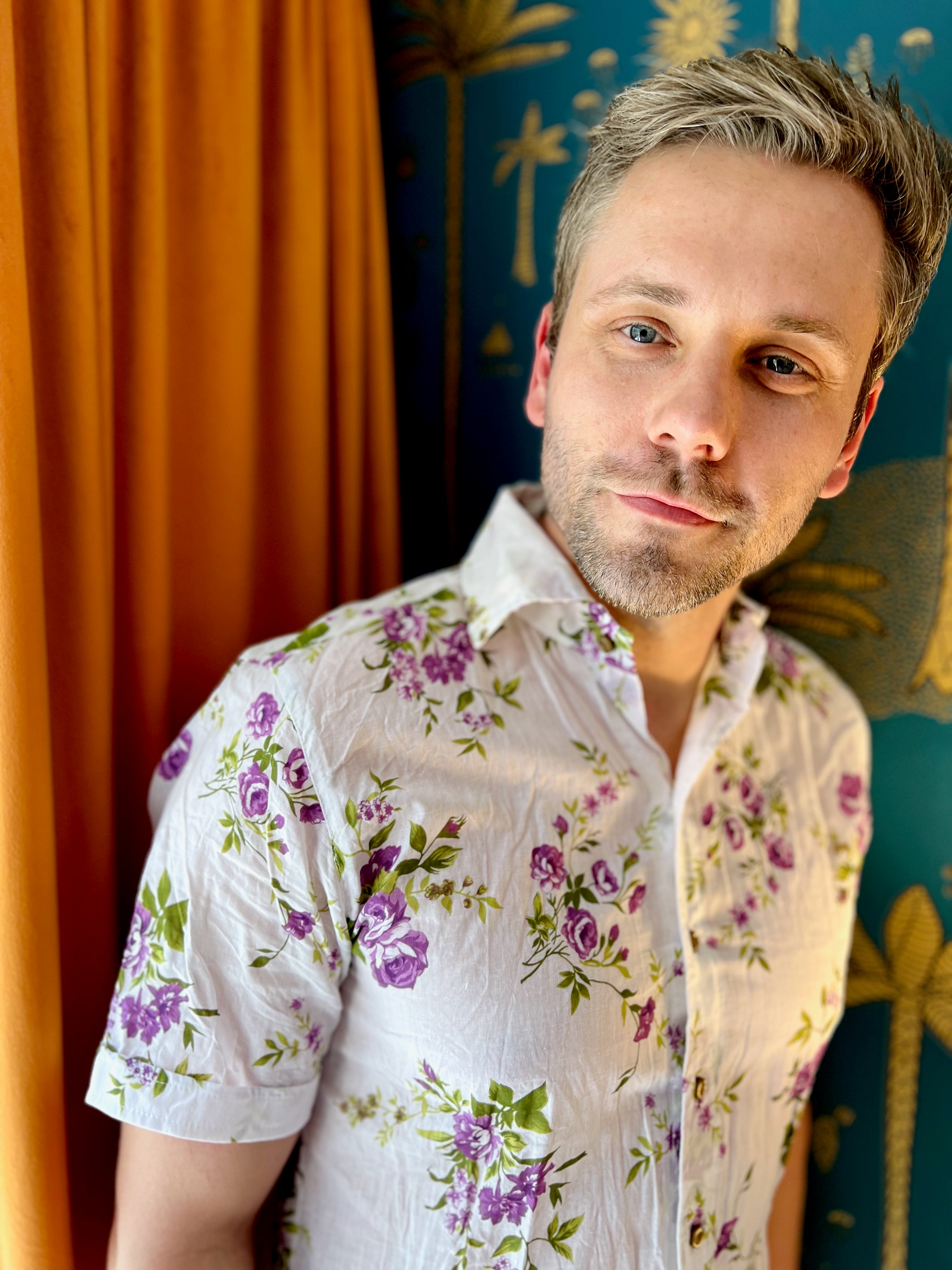 Wispy Rose Purple Cotton Shirt – Seaplane Shirts Short Sleeve ...