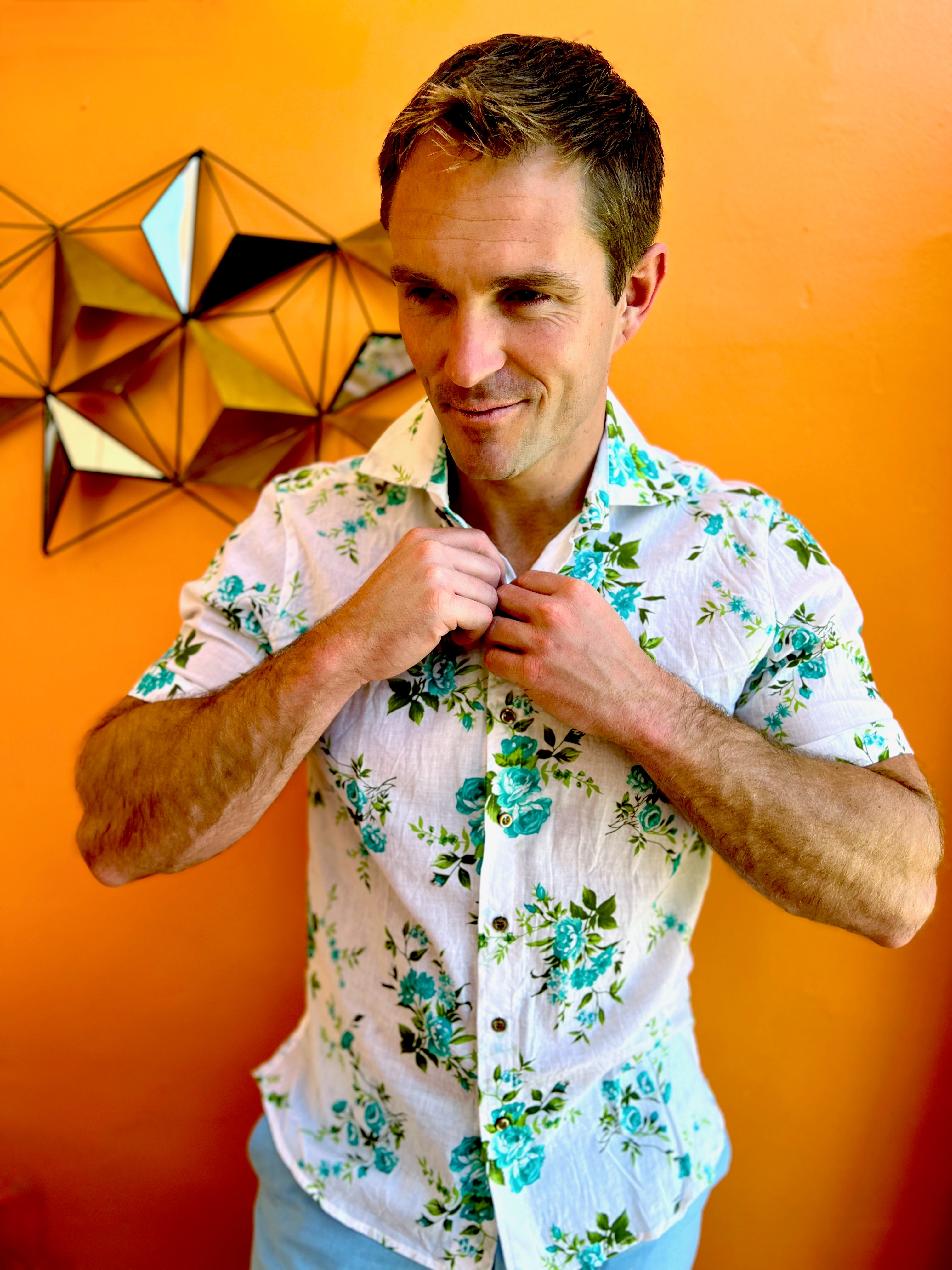 Wispy Rose Aqua Cotton Shirt – Seaplane Shirts Short Sleeve