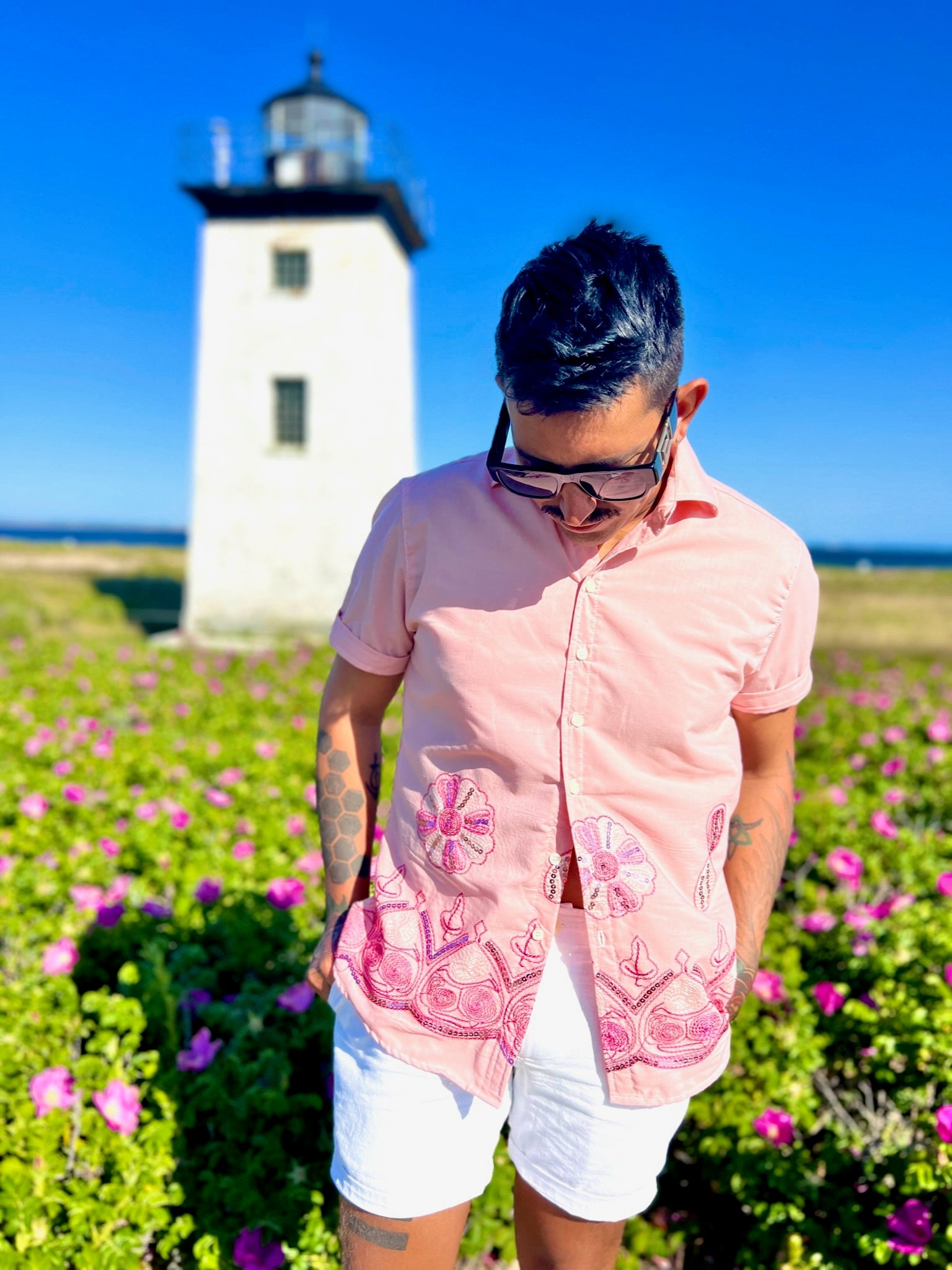 Royal Embroidery Pink Cotton Shirt – Seaplane Shirts